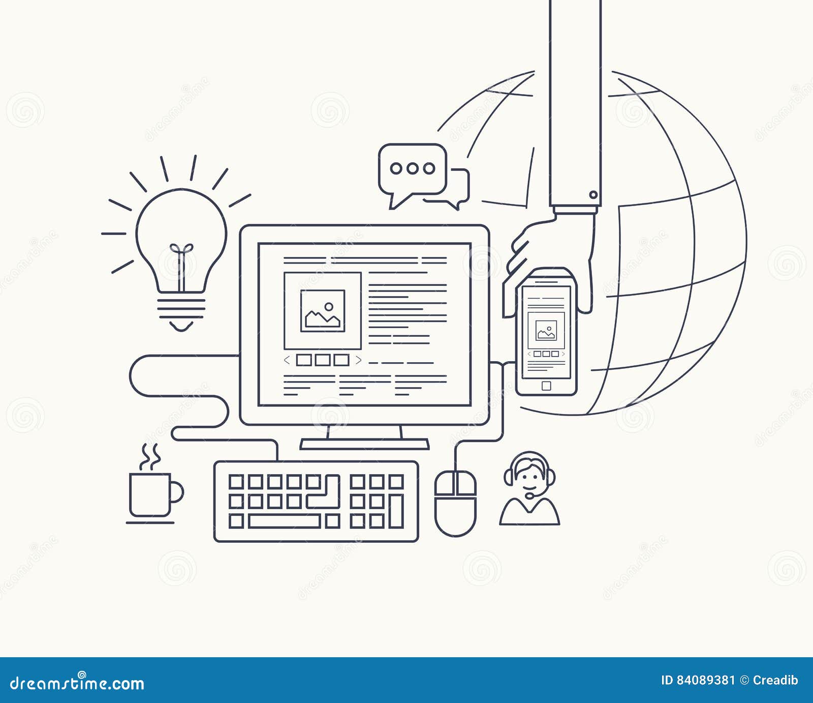 Modern Thin Line Flat Design for Web Design Illustration Stock Vector ... Modern Thin Line Flat Design for Web Design Illustration Stock Vector ...