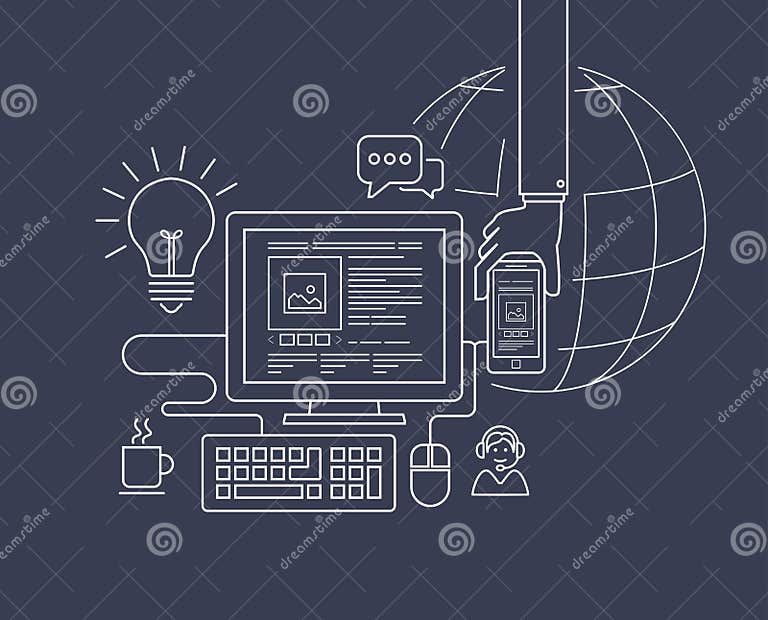 Modern Thin Line Flat Design for Web Design Illustration Stock Vector ...