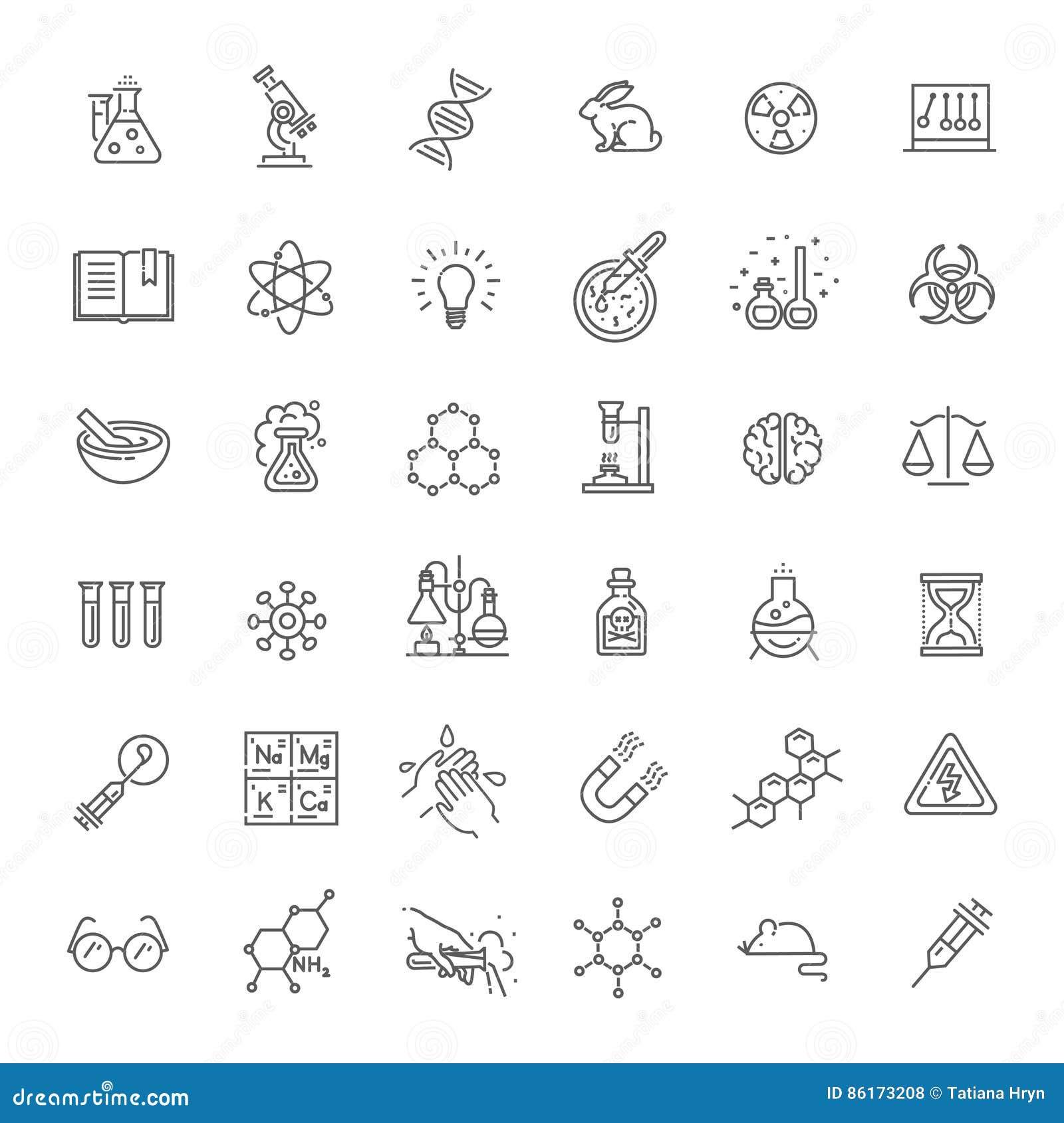 Modern Thin Line Icons Set of Biochemistry Research Stock Vector ...