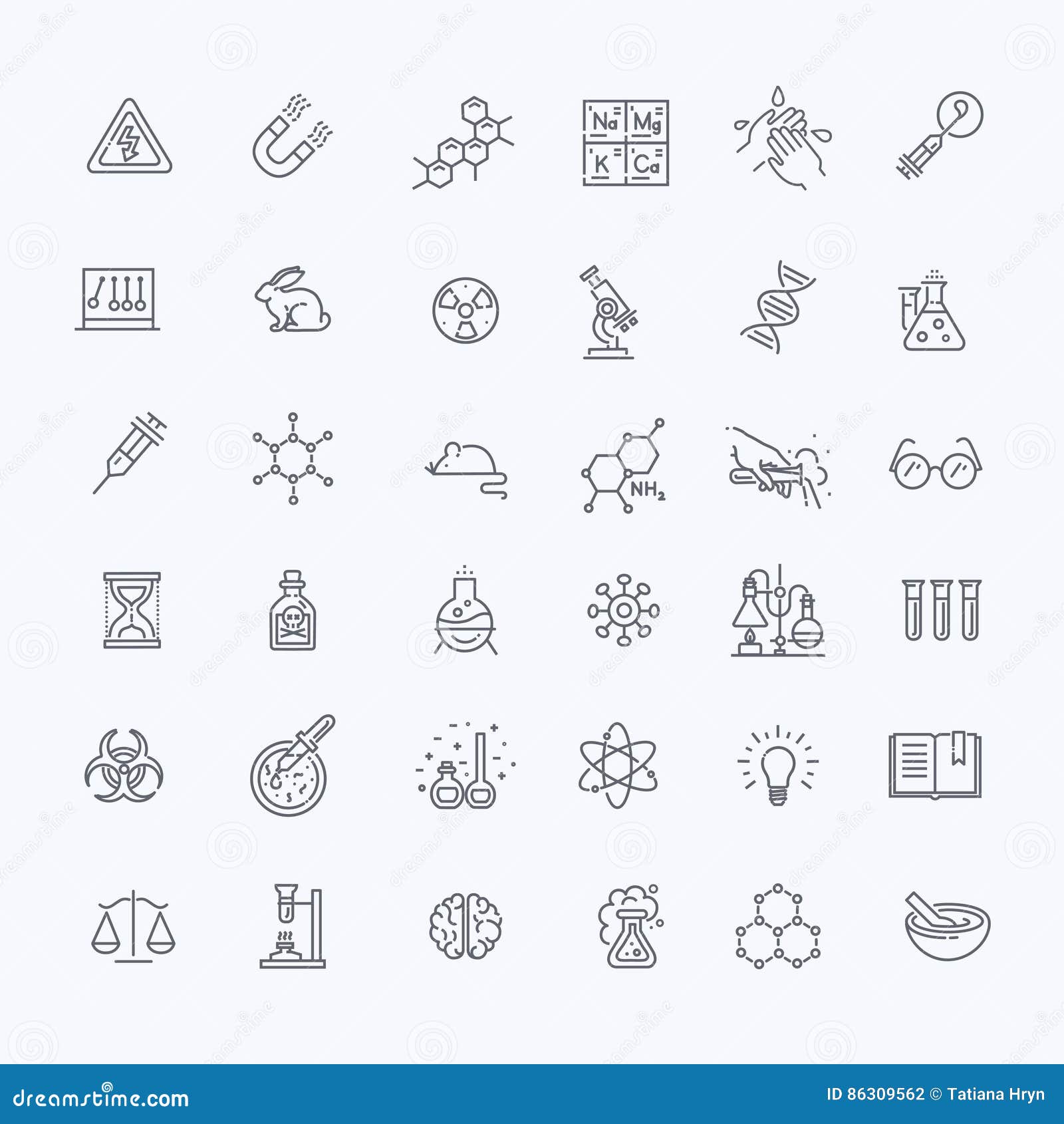 DNA Icons. Biochemistry Researching Laboratory Double Helix Symbols ...