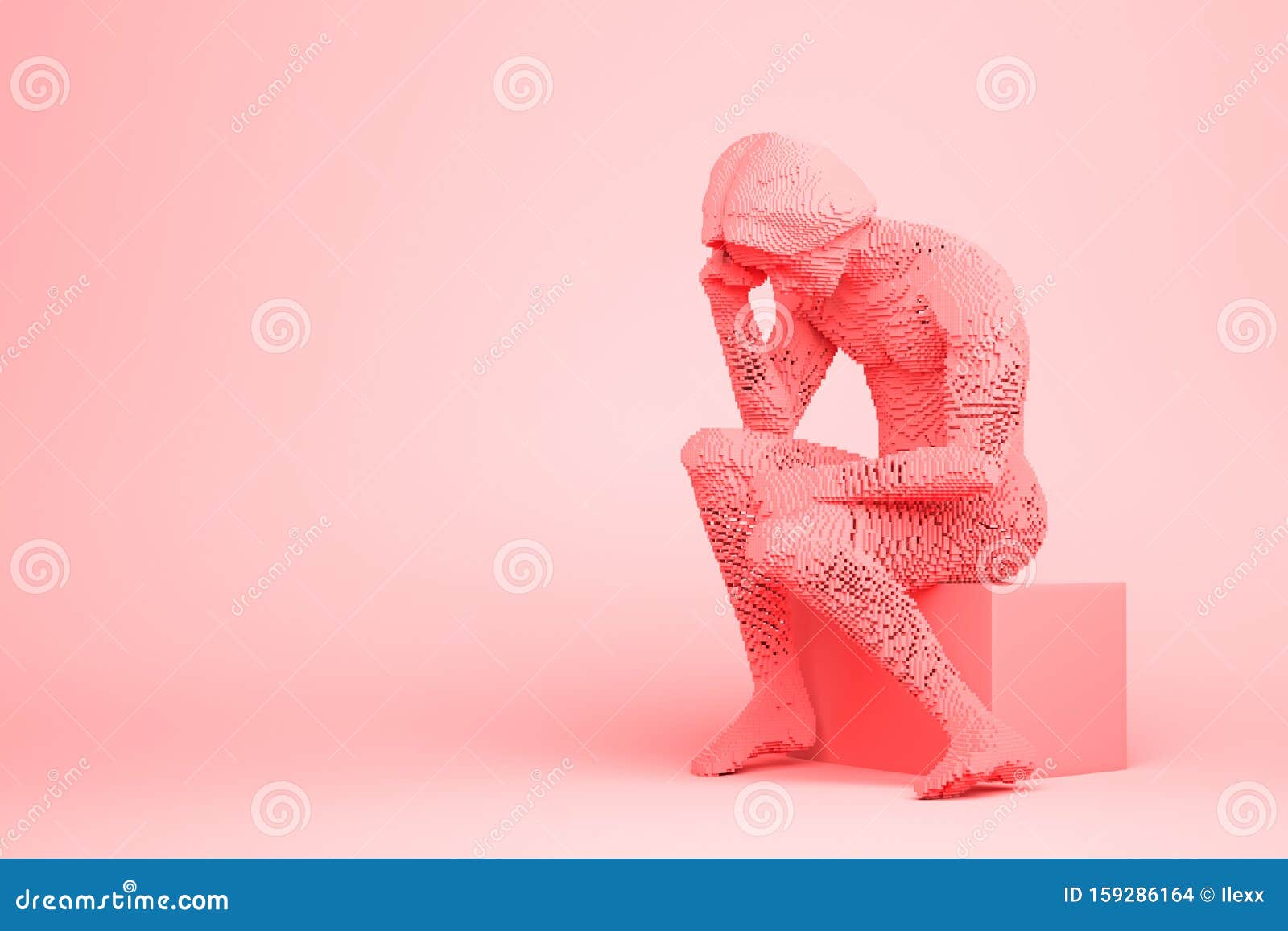 Modern Thinker Made of Pink Cubes Stock Illustration - Illustration of ...