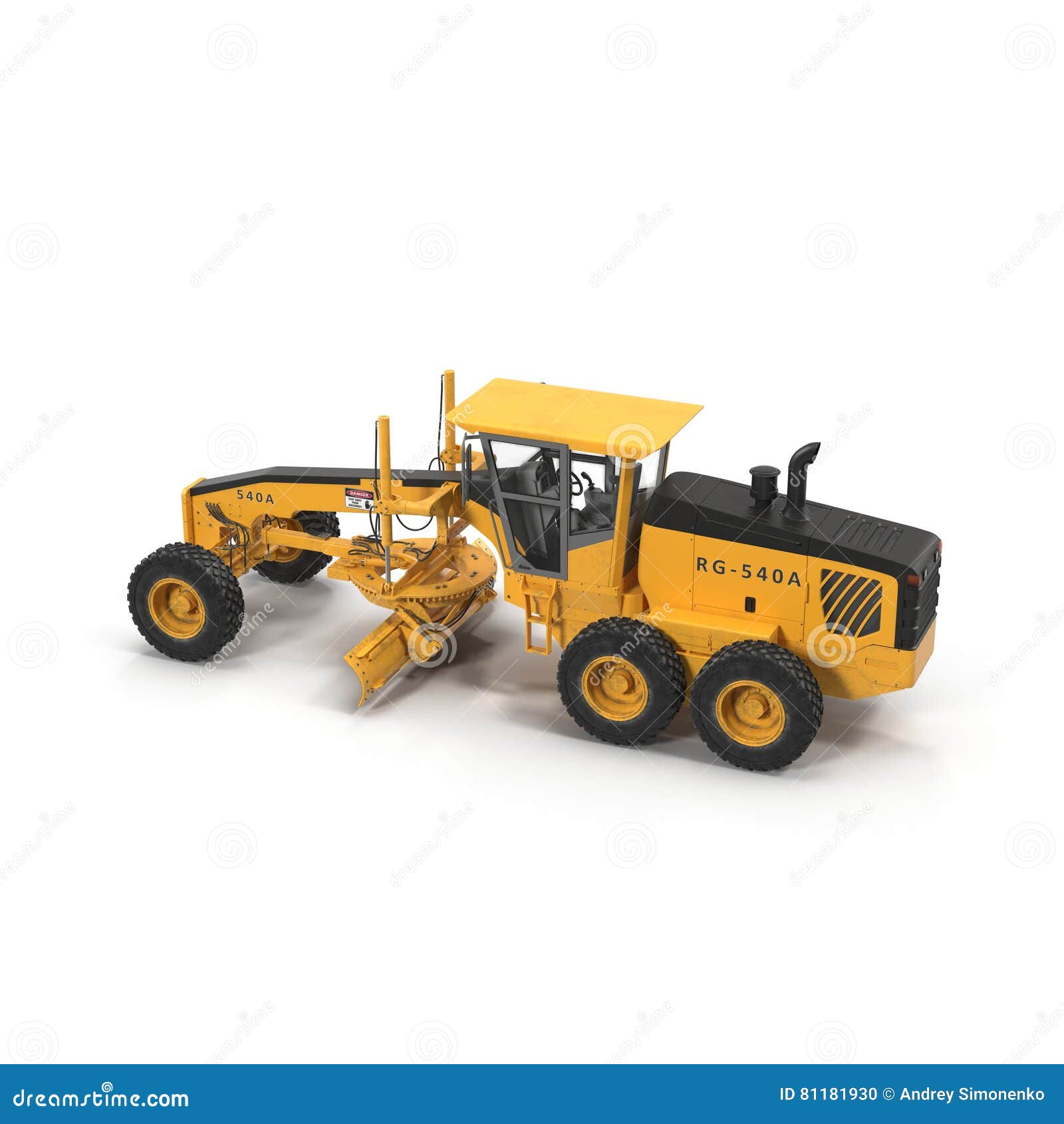 Modern Three-axle Road Grader Isolated on a White. 3D Illustration ...