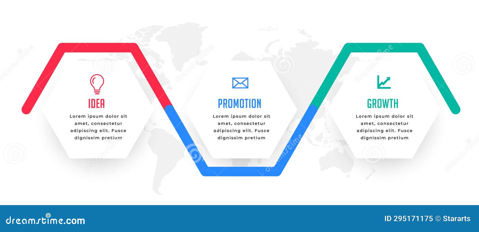 Modern Three Step Infographic Sequence Chart Template Desig Stock ...