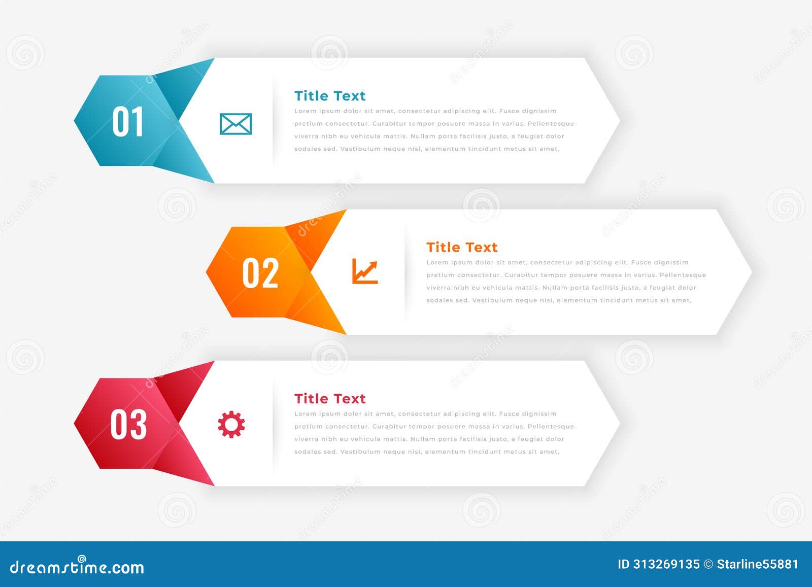 Modern Three Step Process Chart Template for Business Marketing Stock ...