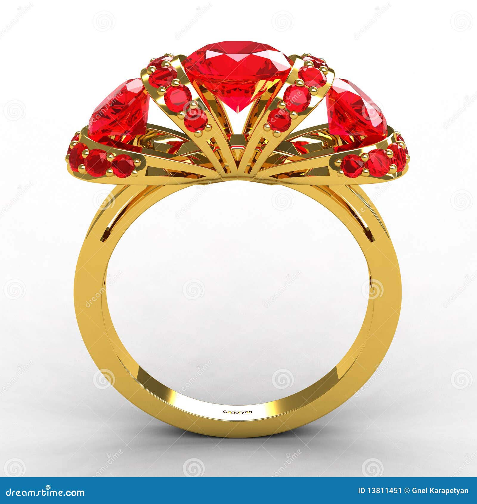Modern Tiffany Style Gold Ruby Engagement Ring Stock Illustration ...