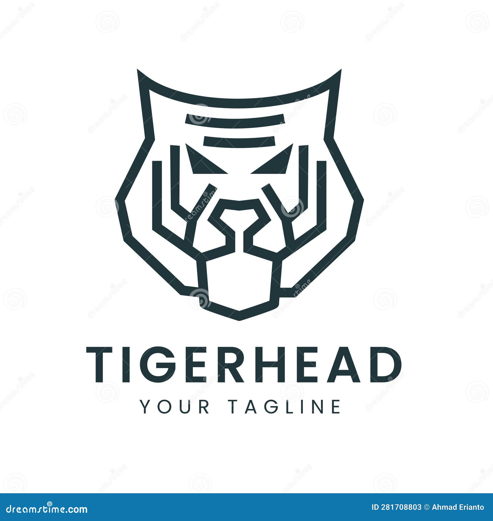 Modern Tiger Head Logo Design Inspiration in Simple Line Art Stock ...