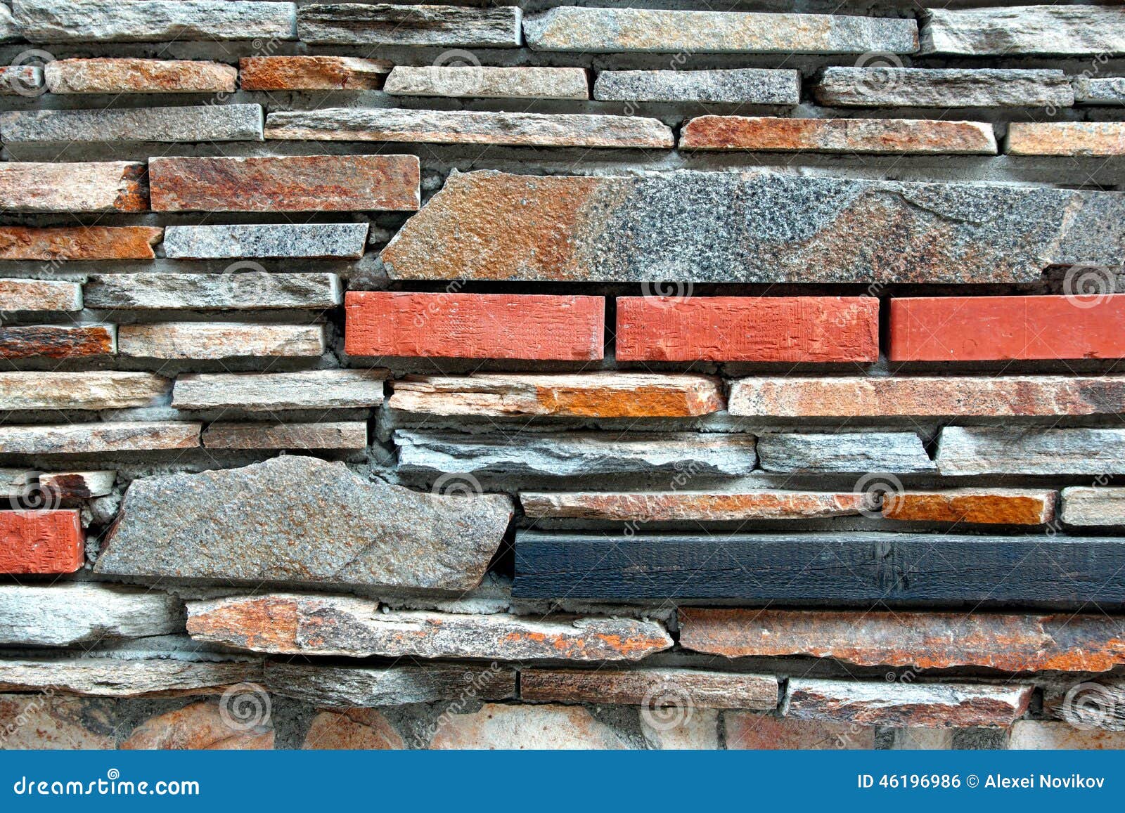 Modern Tiled Wall from Natural Mixed Stone Stock Photo - Image of fence ...