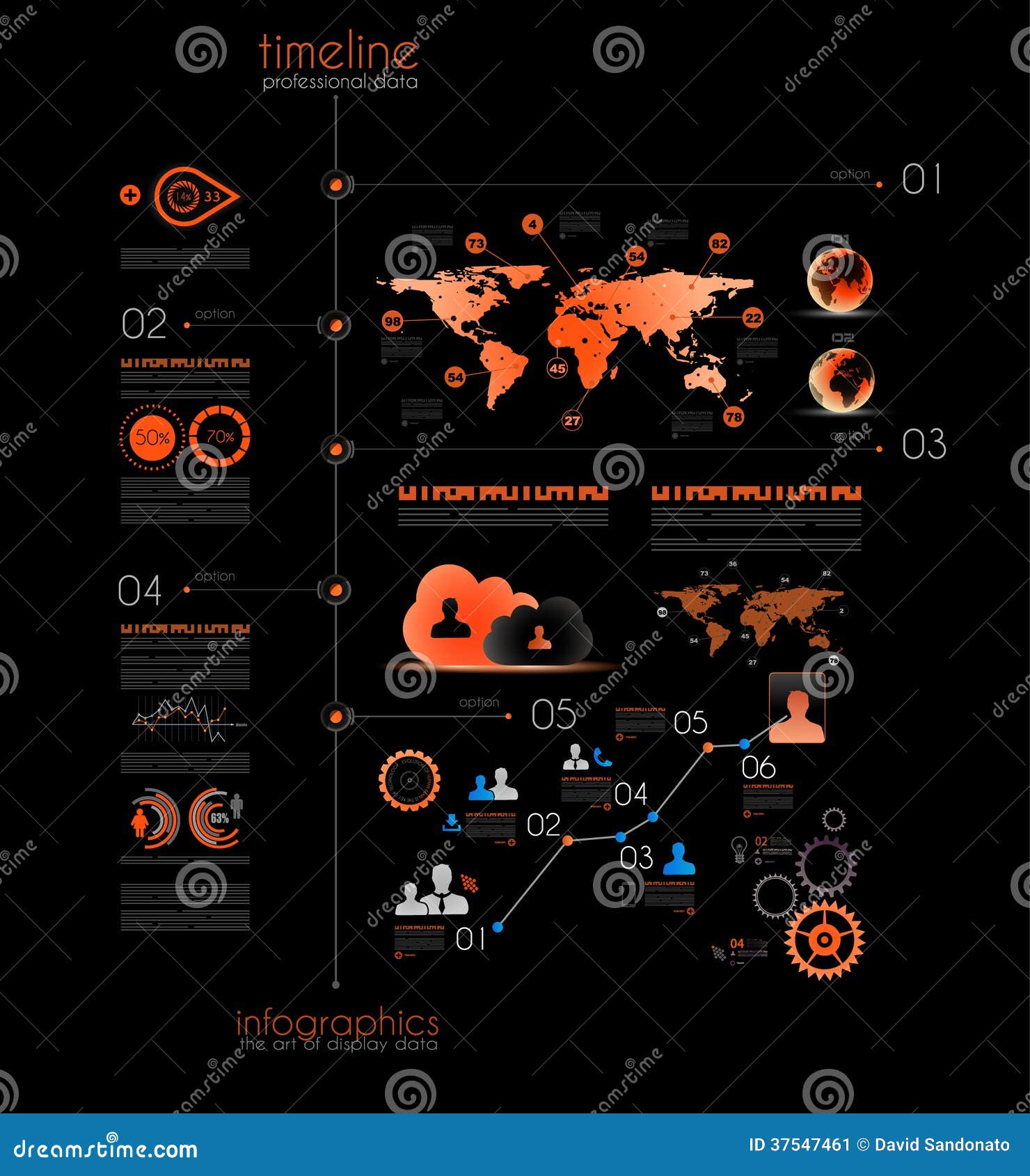 Modern Timeline Template with Flat UI Stock Illustration - Illustration ...
