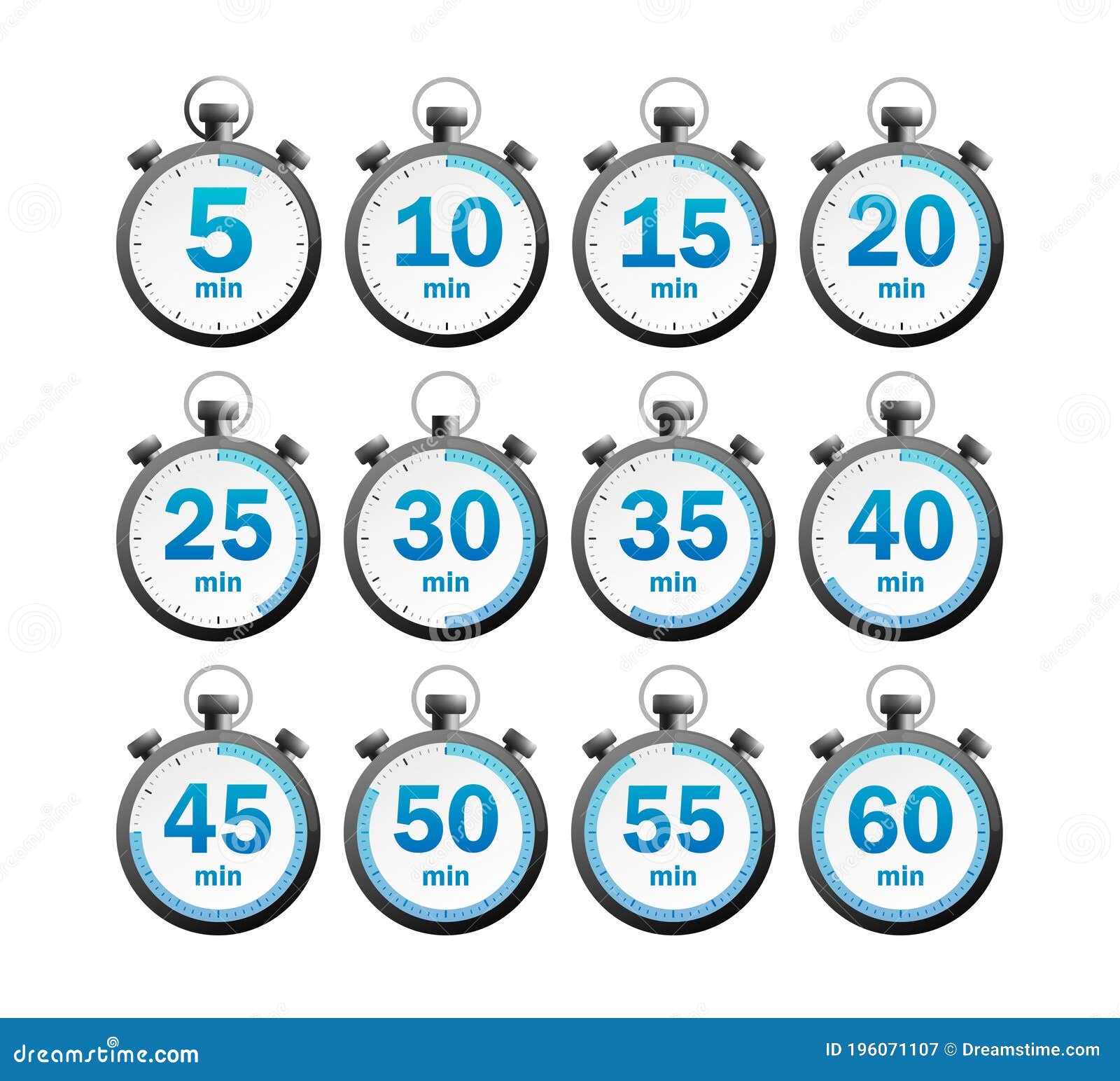 Modern Timer Set, Great Design for Any Purposes. Countdown Timer. Watch ...