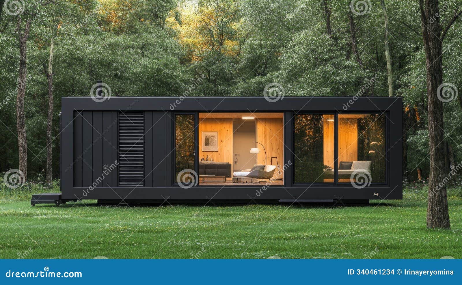 Modern Tiny Modular Home with Customizable Interiors and Warm Lighting ...