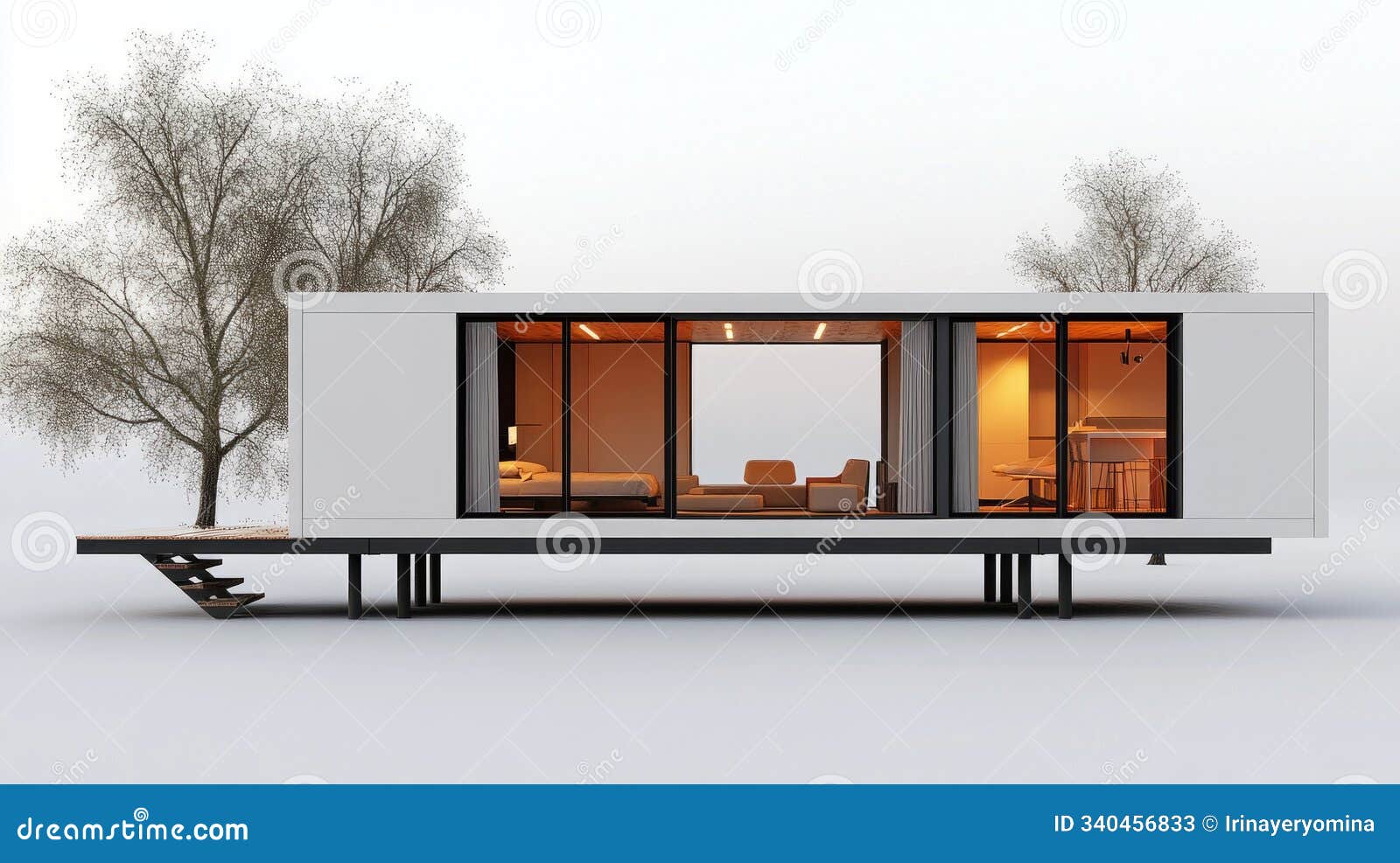 Modern Tiny Modular Home with Open Floor Plan and Customizable Interior ...