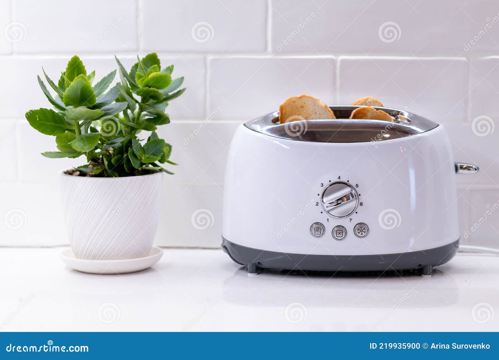 Modern Toaster in a White Kitchen Stock Photo - Image of beautiful ...