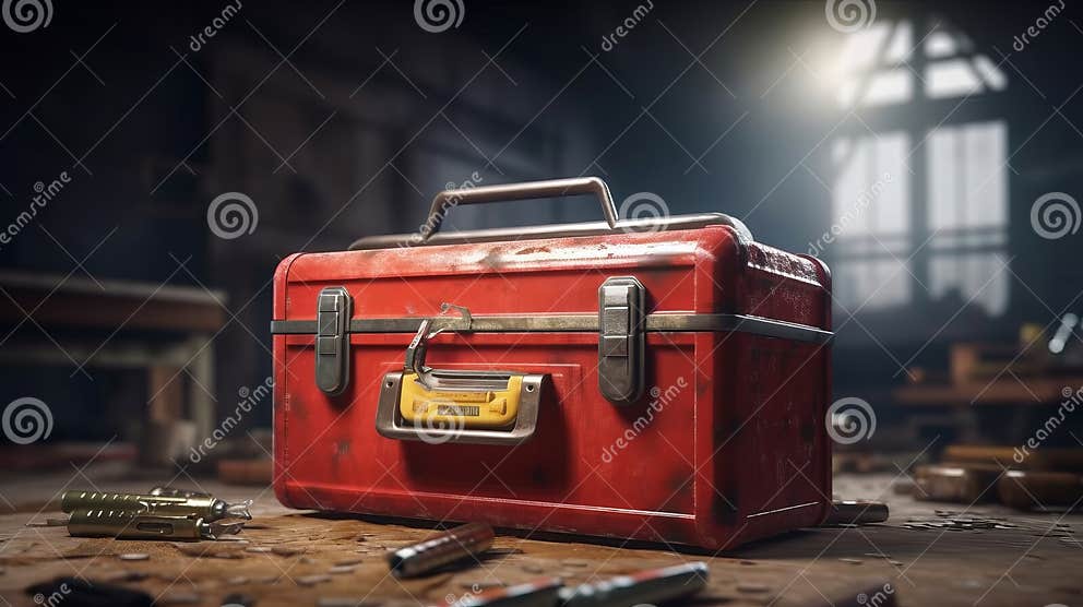 Modern Toolbox in Construction Site Close-up. Generative AI. Stock ...