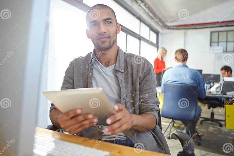 Modern Tools for the Modern Designer. Portrait of a Designer Using a ...