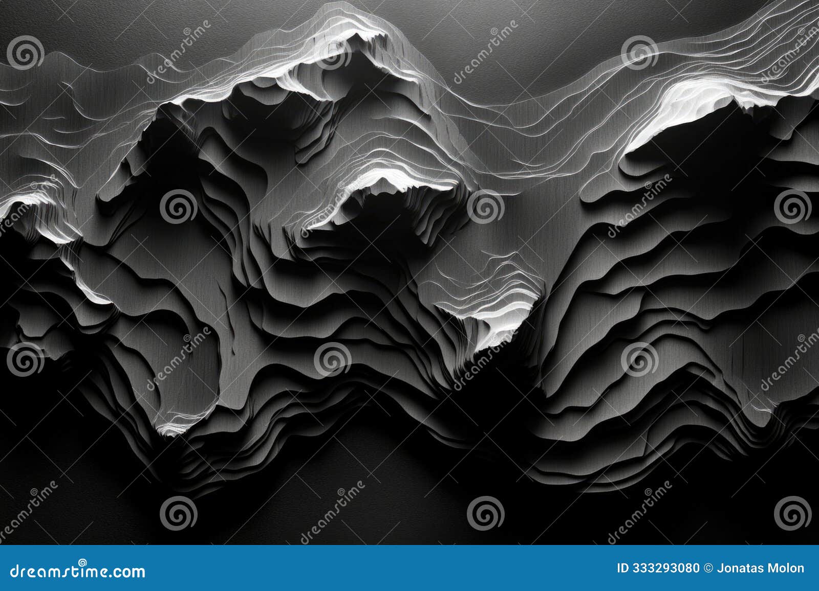Modern Topographic Map Design: Elevation Lines on Black Background with ...