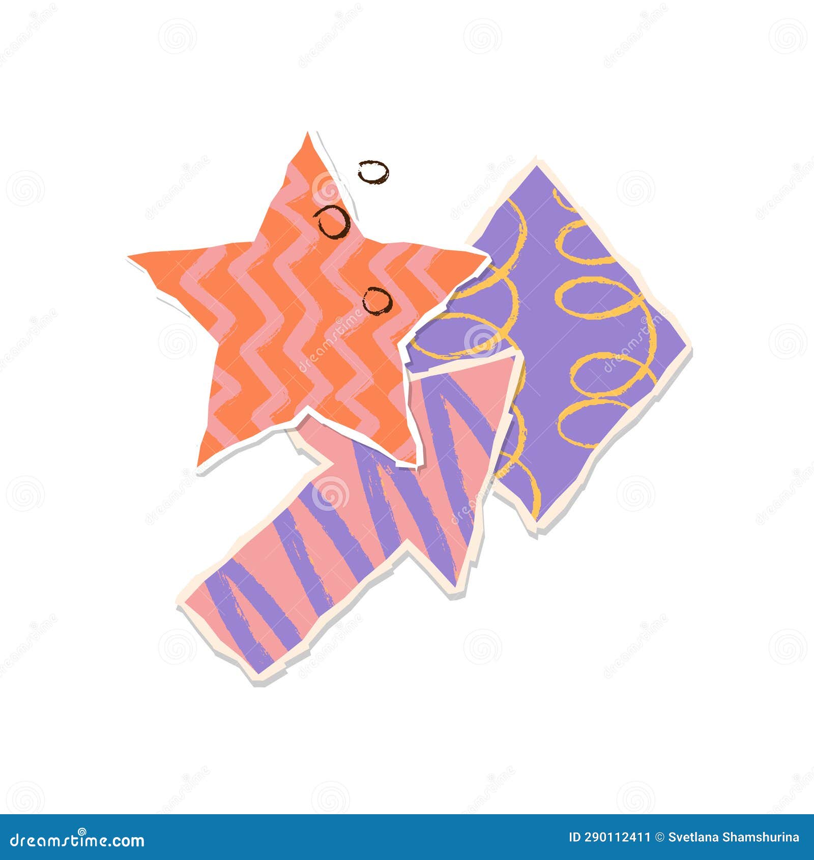 Modern Torn Paper Composition with Star and Arrow. Trendy Paper Collage ...