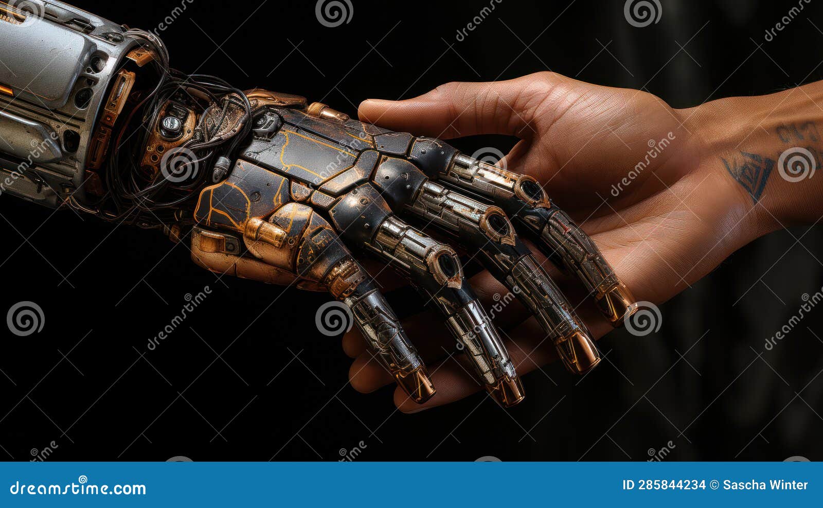 The Modern Touch of Creation: Human Meets Machine Stock Illustration ...