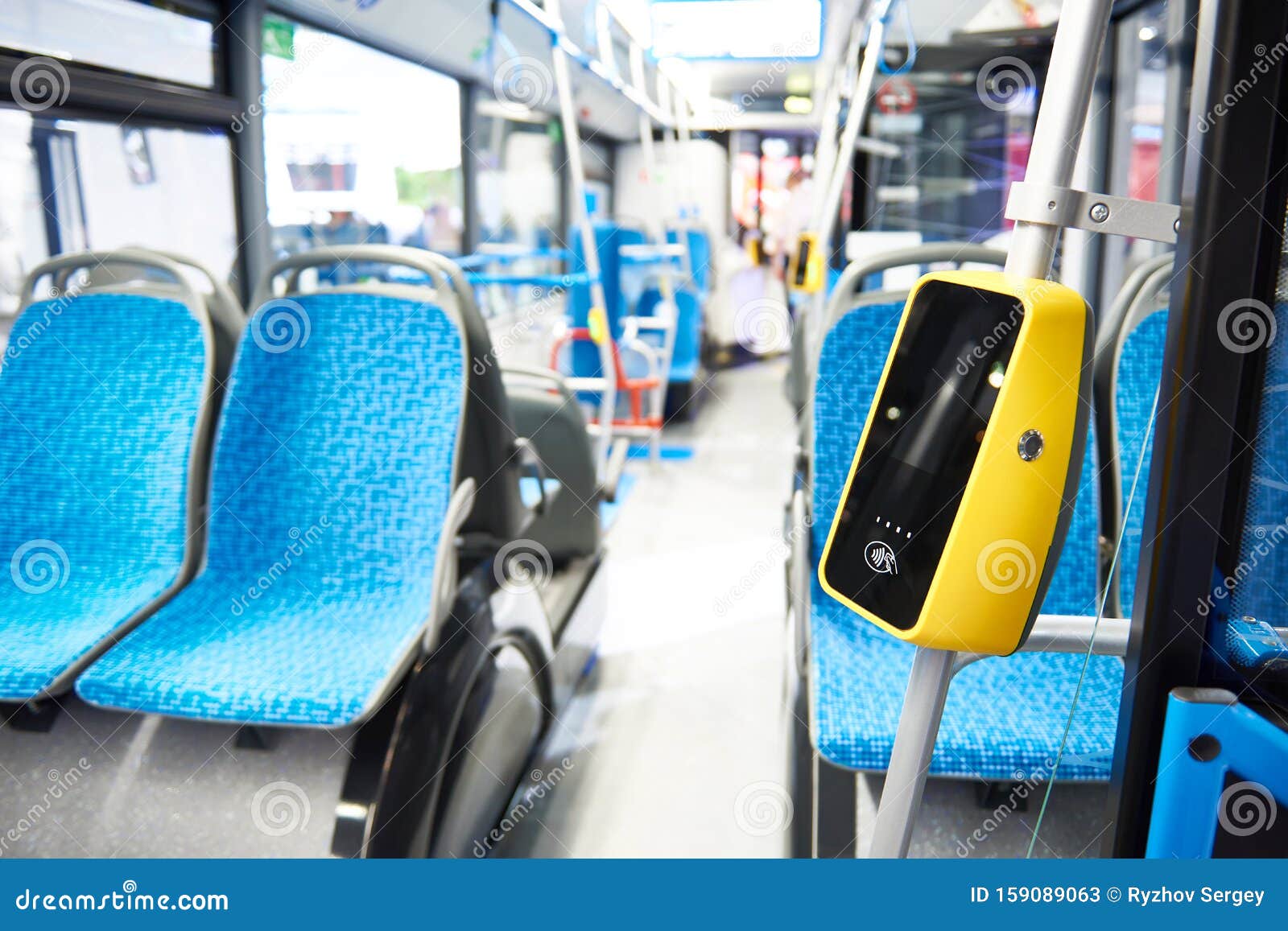 Payment terminal in bus stock image. Image of machine - 159089063