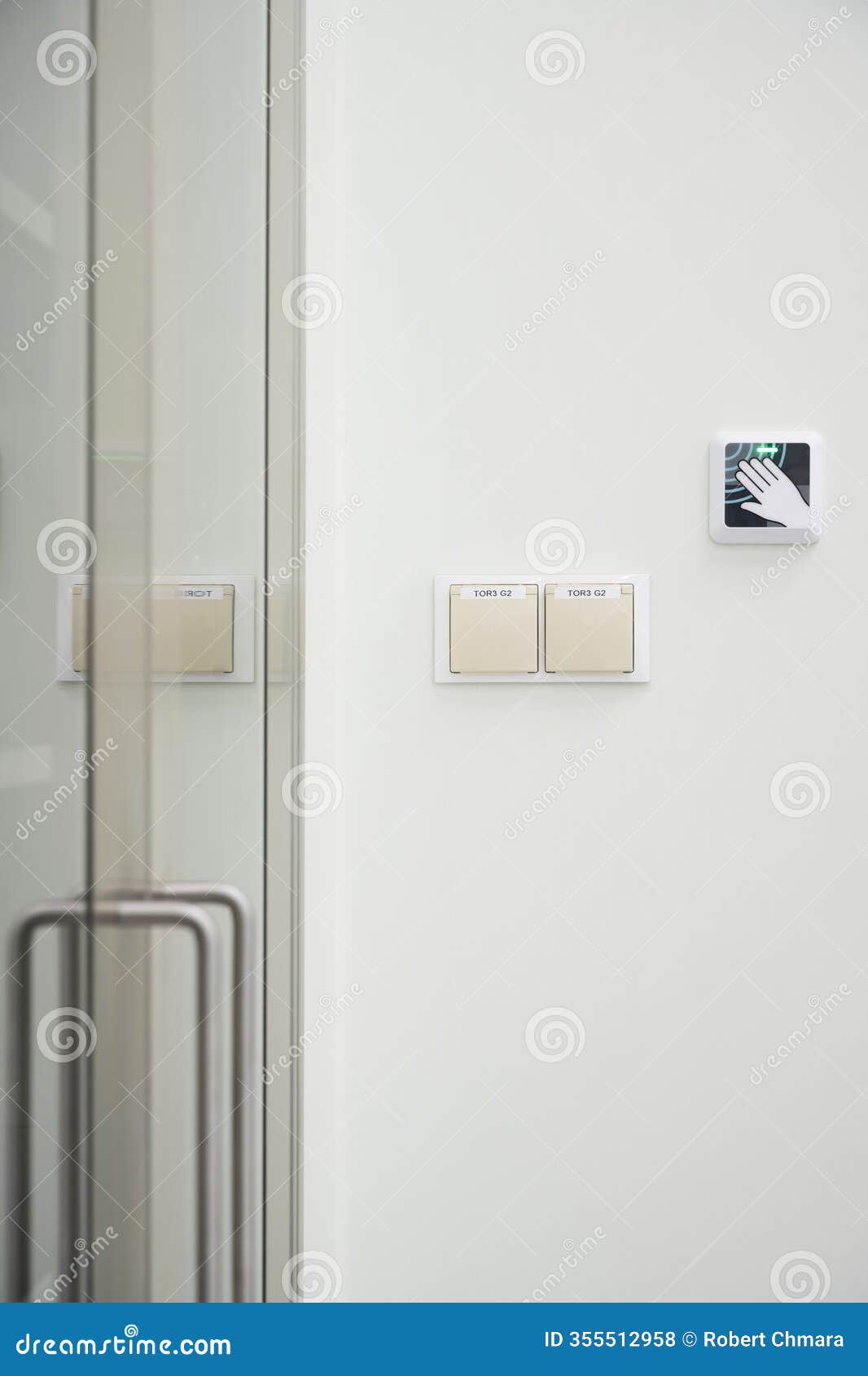 Modern Touchless Automatic Door Openers and Door Details Stock Photo ...