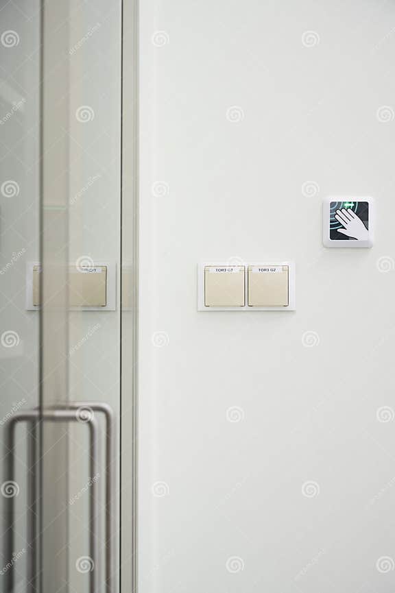 Modern Touchless Automatic Door Openers and Door Details Stock Photo ...