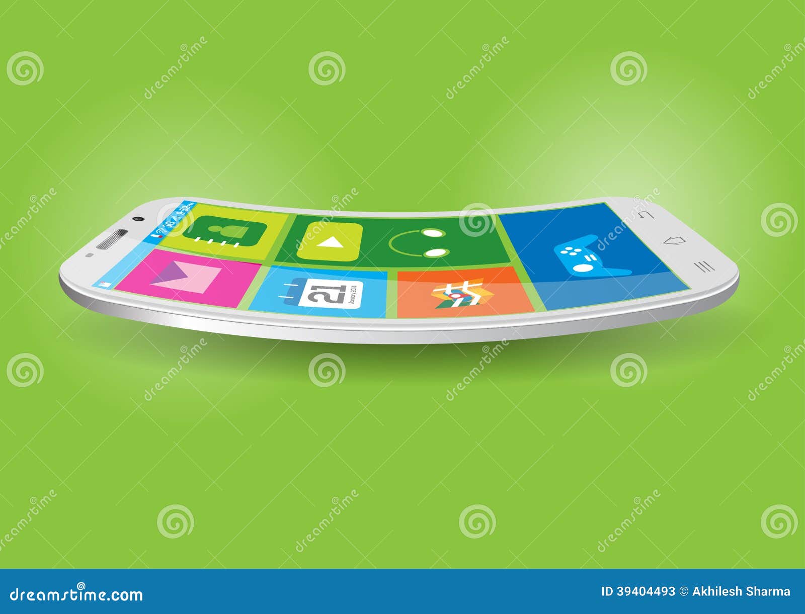 Modern Touchscreen Curved Mobile Vector Stock Vector - Illustration of ...