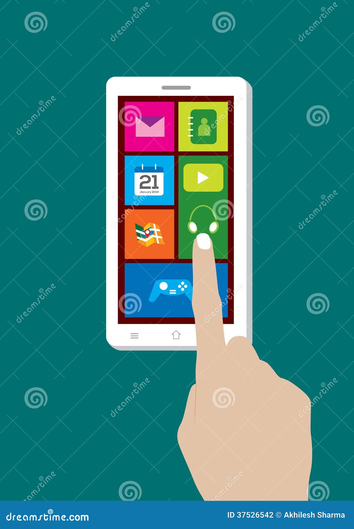 Modern Touchscreen Mobile Phone and Hand Stock Vector - Illustration of ...