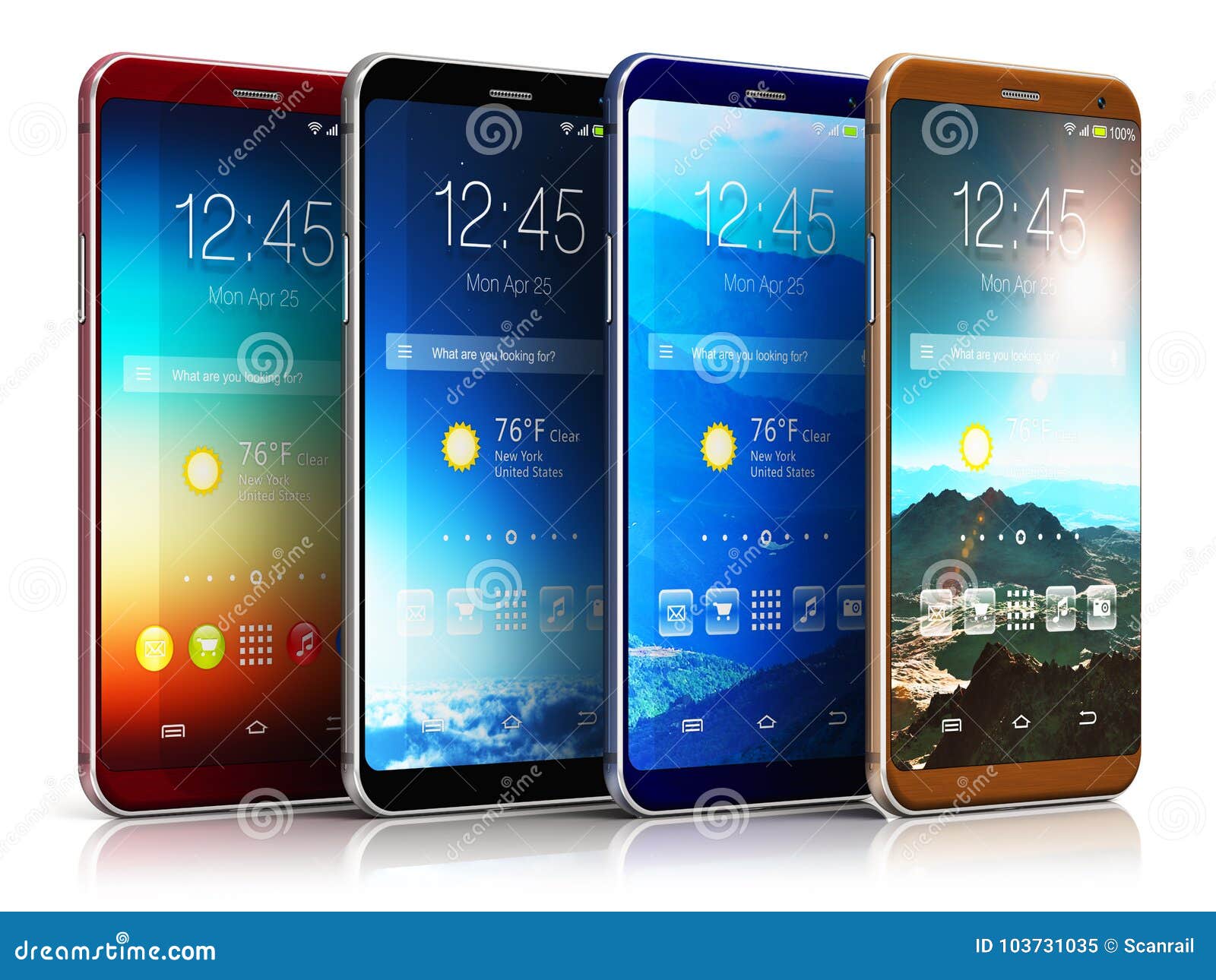 Modern Touchscreen Smartphones Stock Illustration - Illustration of ...