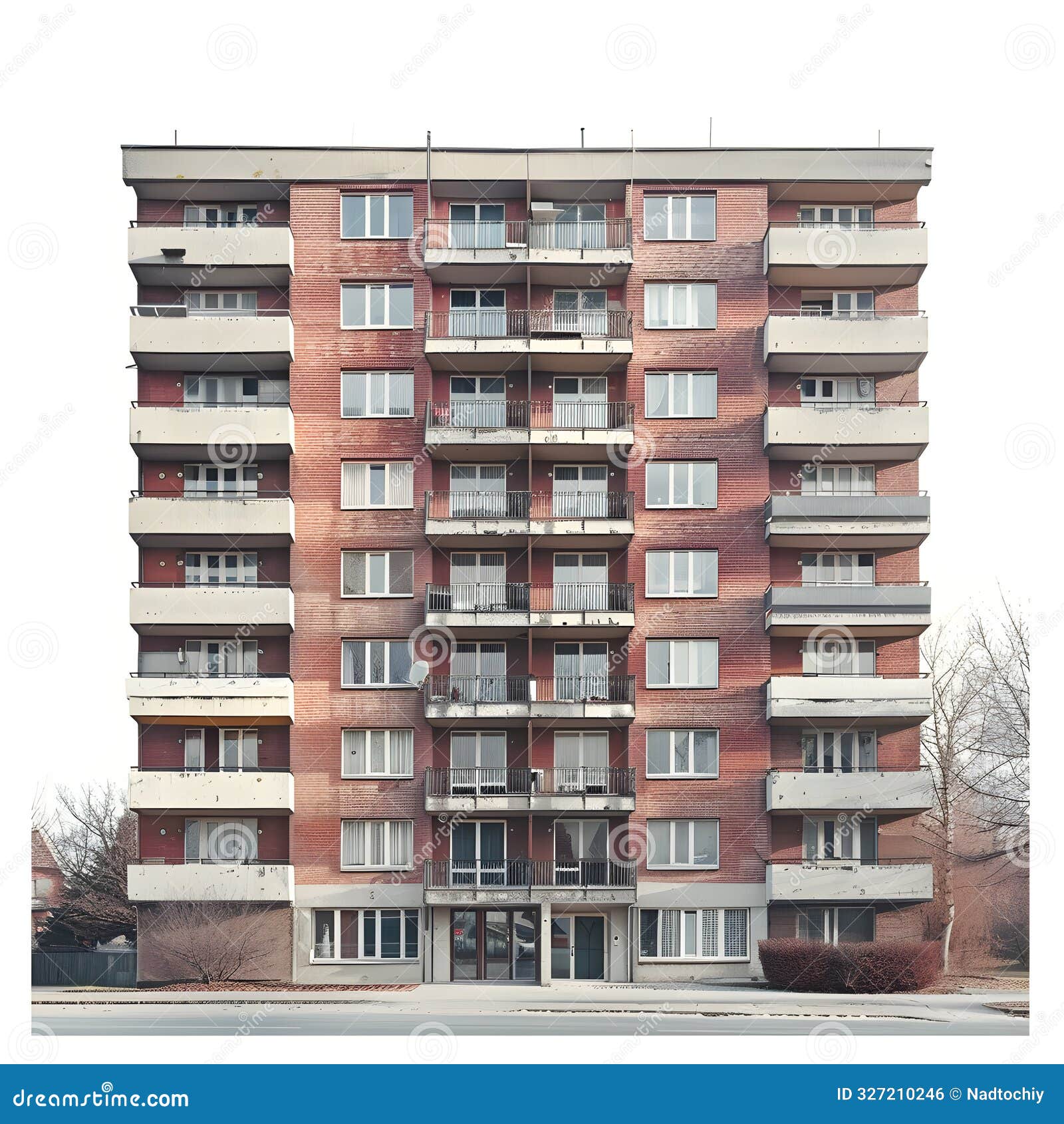 Urban Design Tower Block with Numerous Balconies and Composite Material ...