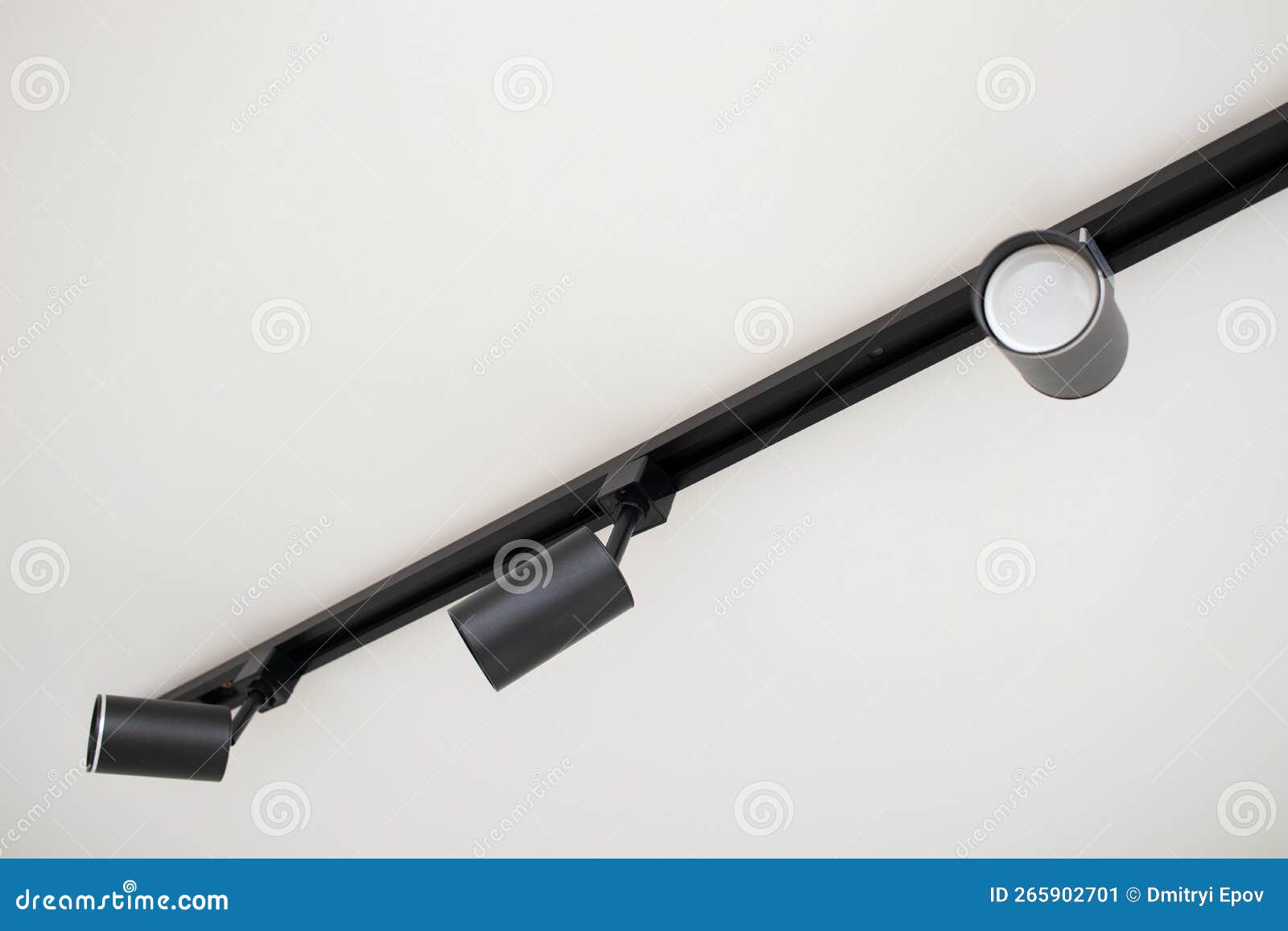 Modern Track Spot Light on White Stretch Ceiling Stock Image - Image of ...