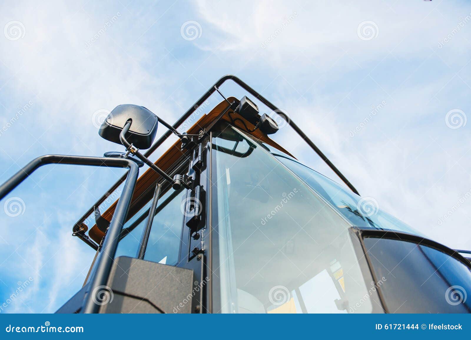 Modern Tractor Cabine Agains Blue Sky Stock Photo - Image of green ...