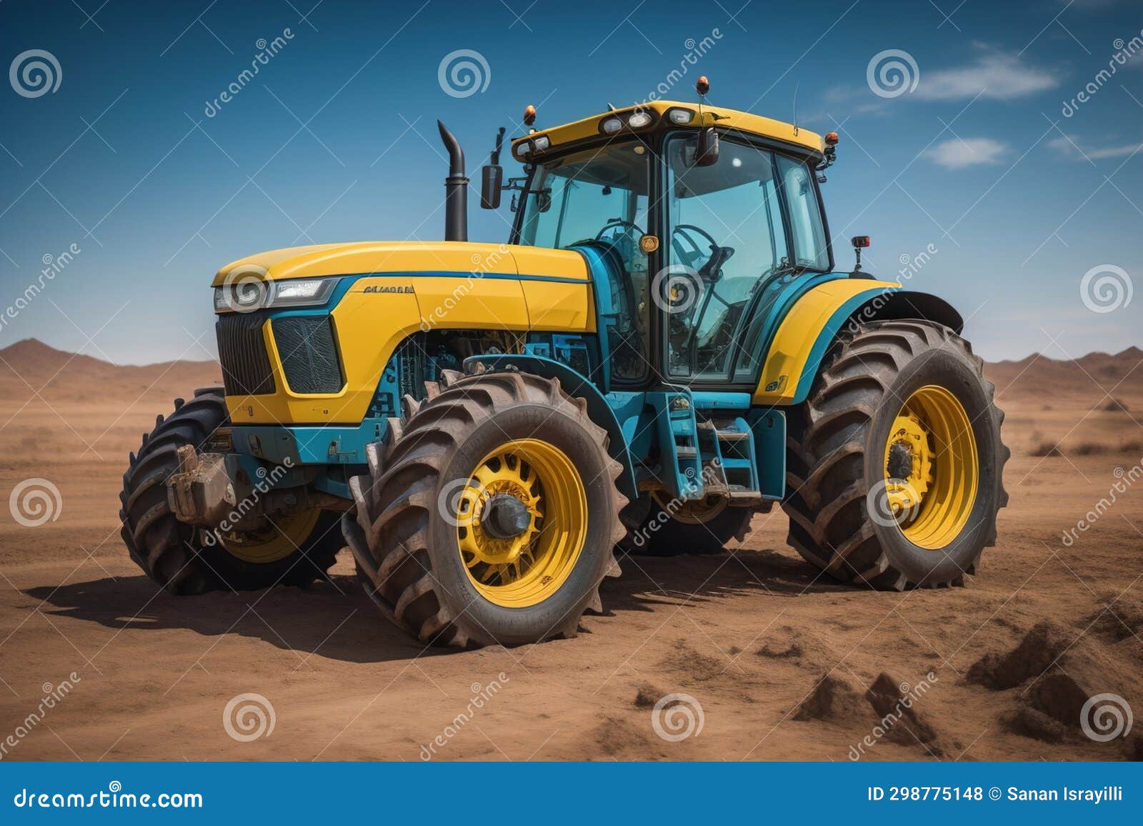 Modern Tractor on a Colored Background. Ai Generative Stock Photo ...