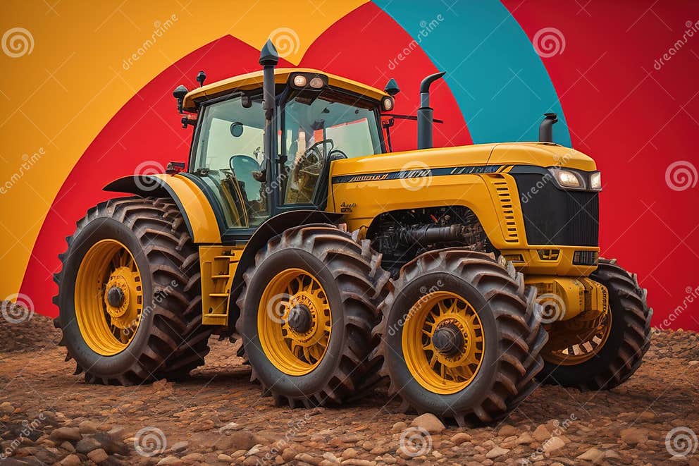 Modern Tractor on a Colored Background. Ai Generative Stock Photo ...