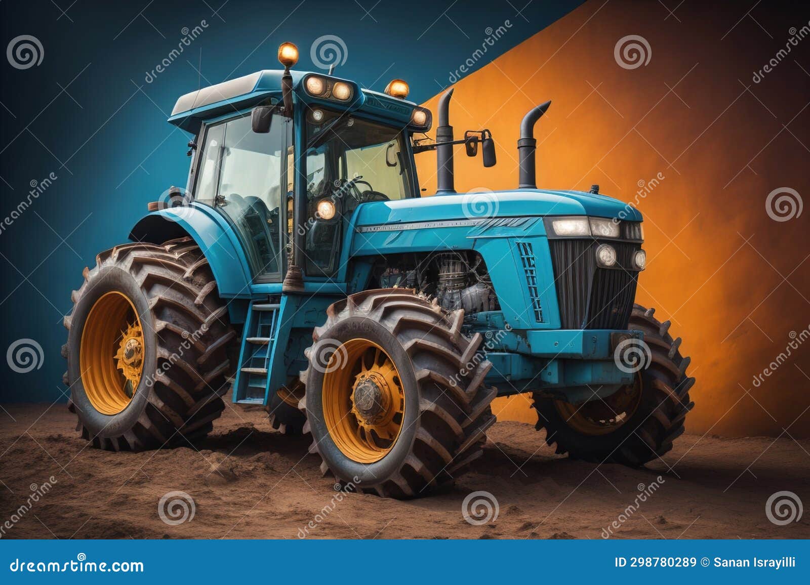 Modern Tractor on a Colored Background. Ai Generative Stock Image ...