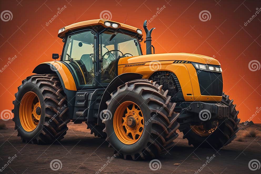 Modern Tractor on a Colored Background. Ai Generative Stock ...