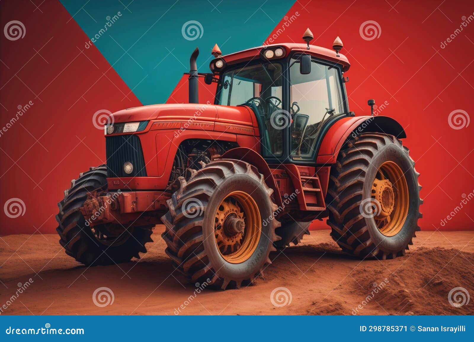Modern Tractor on a Colored Background. Ai Generative Stock Image ...