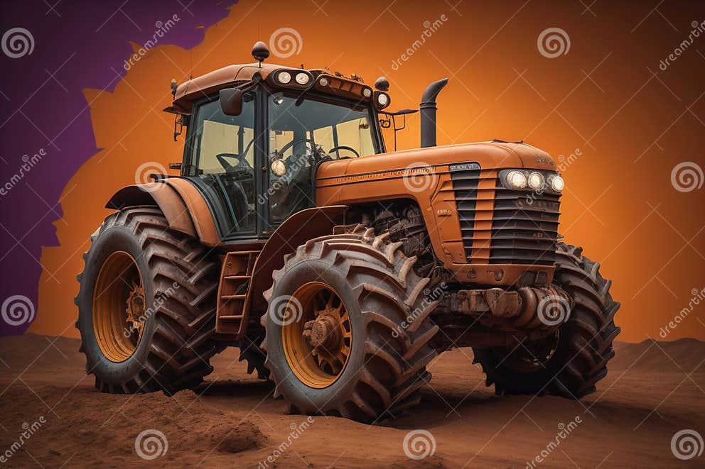 Modern Tractor on a Colored Background. Ai Generative Stock Image ...
