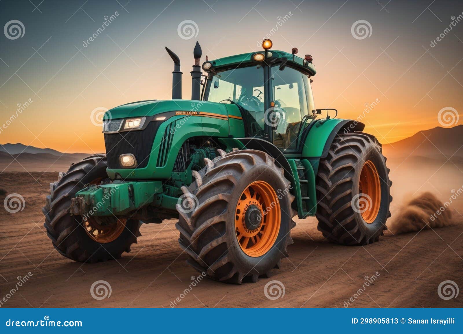 Modern Tractor on a Colored Background. Ai Generative Stock Image ...