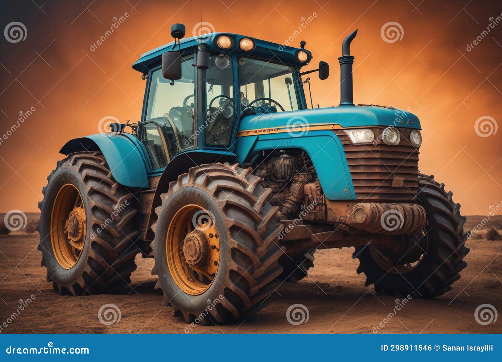 Modern Tractor on a Colored Background. Ai Generative Stock Photo ...
