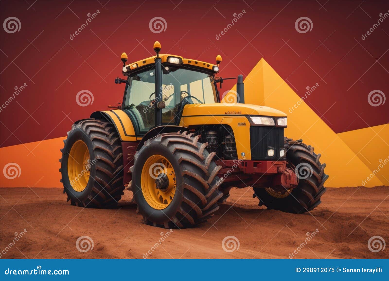 Modern Tractor on a Colored Background. Ai Generative Stock Image ...