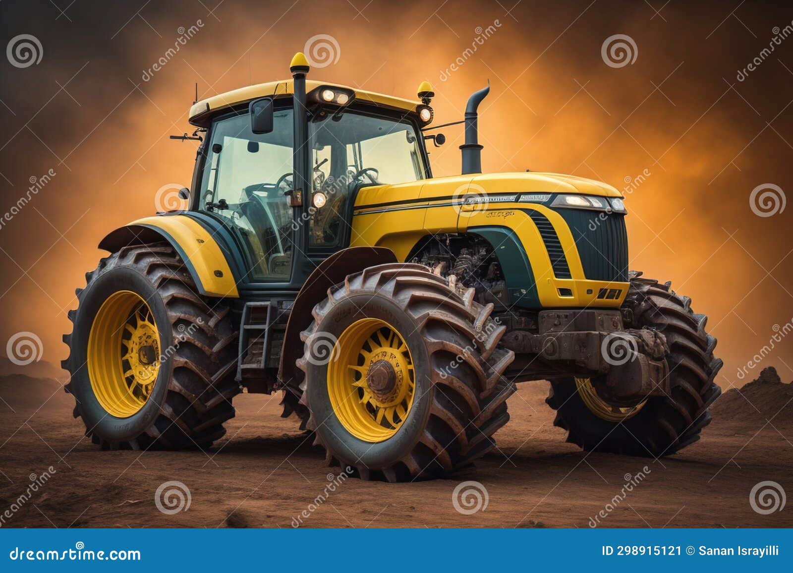 Modern Tractor on a Colored Background. Ai Generative Stock Image ...