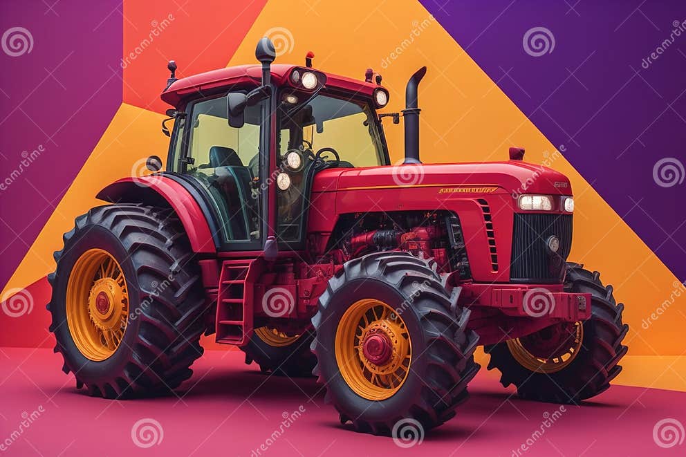 Modern Tractor on a Colored Background. Ai Generative Stock Photo ...