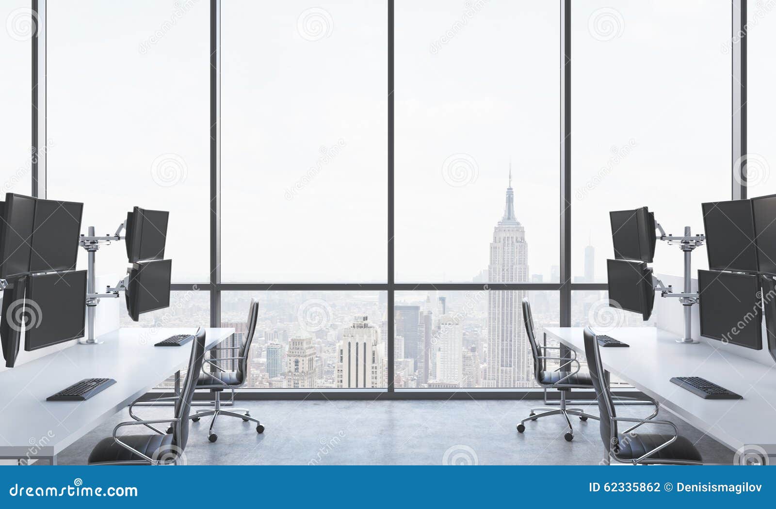 A Modern Trader S Workplaces in a Bright Modern Open Space Office ...