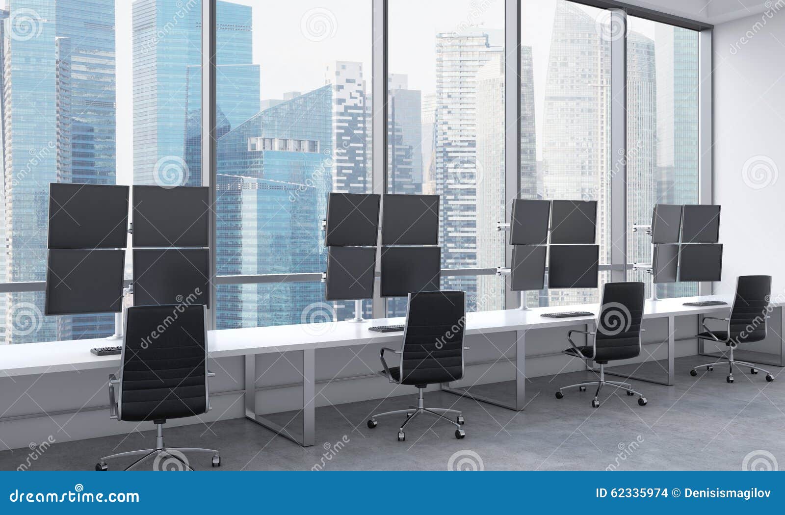 A Modern Trader S Workplaces in a Bright Modern Open Space Office ...