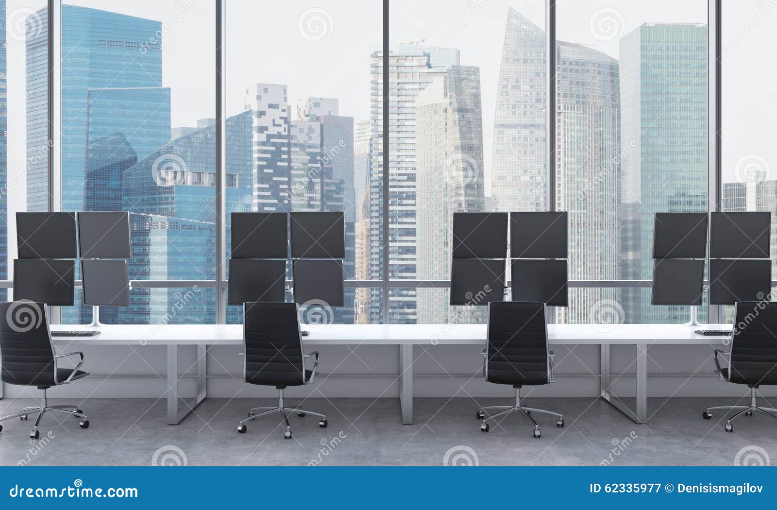 A Modern Trader S Workplaces in a Bright Modern Open Space Office ...