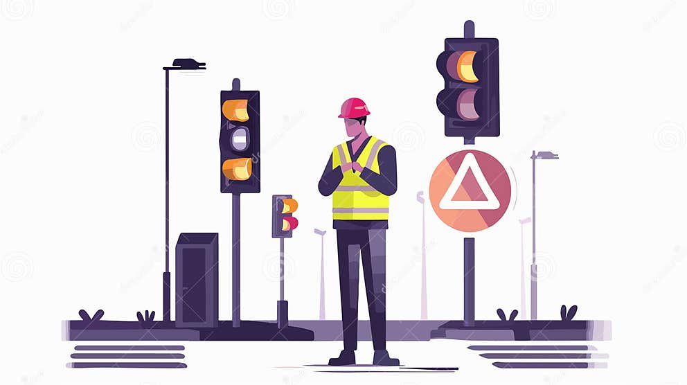 Modern Traffic Control Abstract Vector Illustration for Design Projects Stock Vector ...