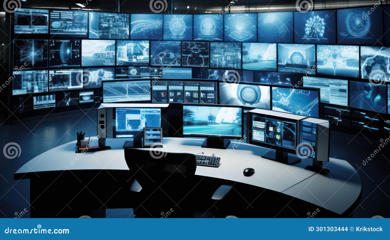 Modern Traffic Control Room with Multiple Screens Stock Illustration ...