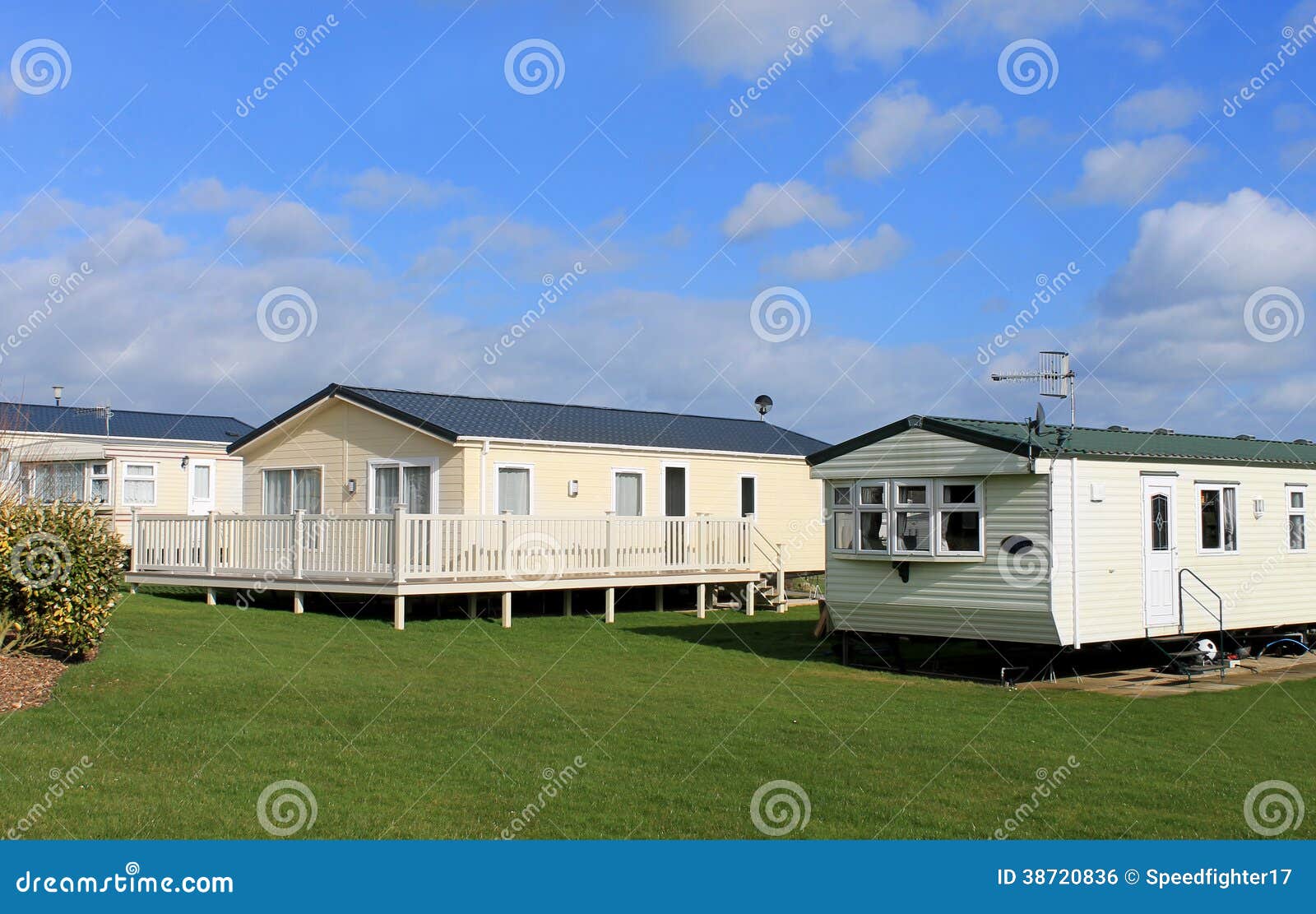 Modern Trailer or Caravan Park Stock Photo - Image of blue, caravans ...
