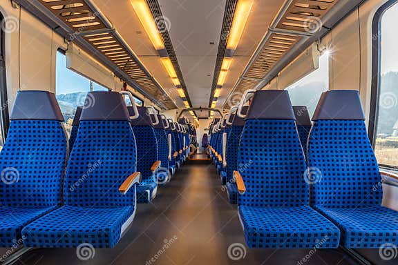 Modern Train Chairs Disposed on Two Rows Stock Image - Image of ...