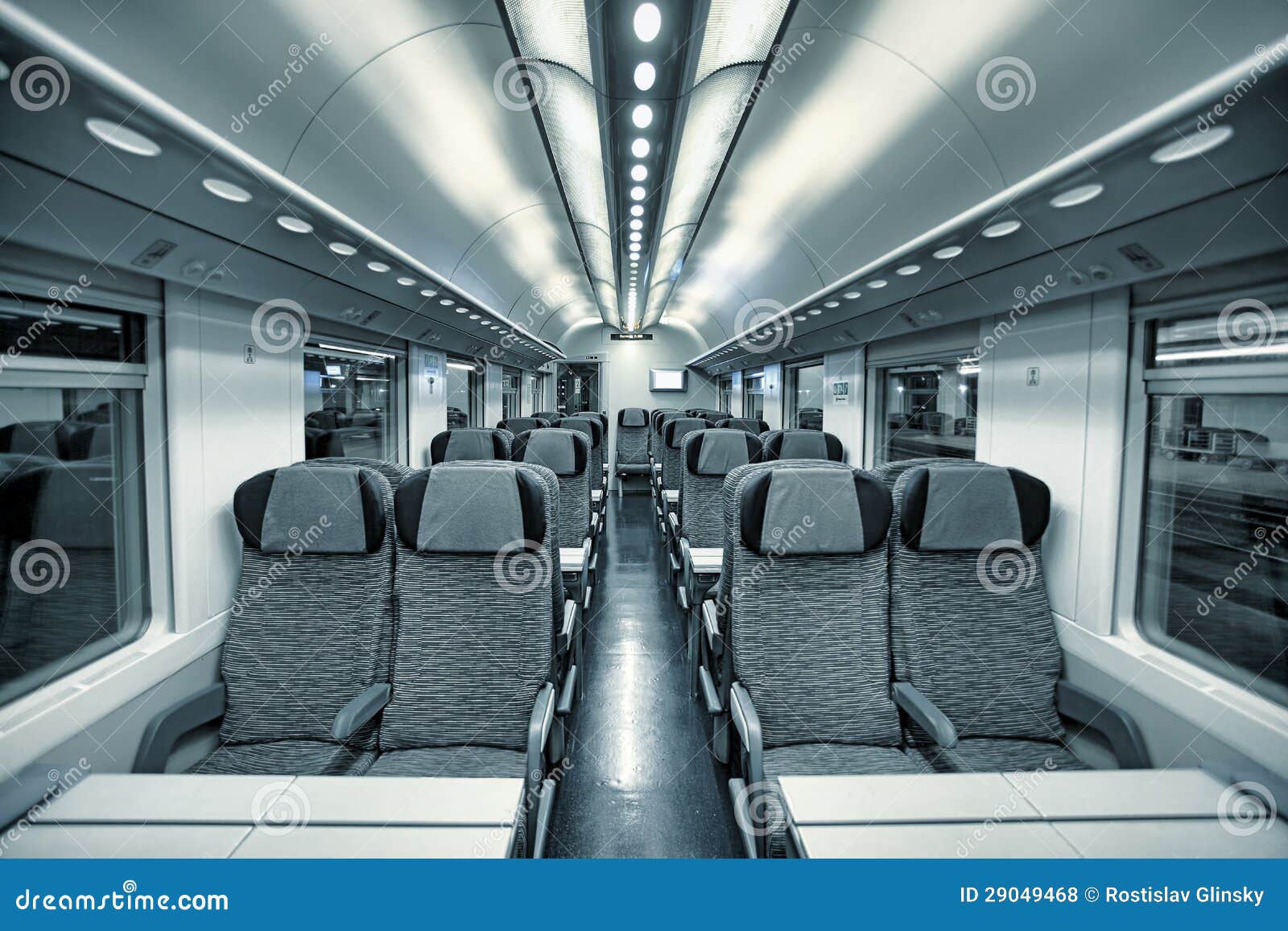 Modern Train Coach Interior View. Stock Photo - Image of empty, italian ...