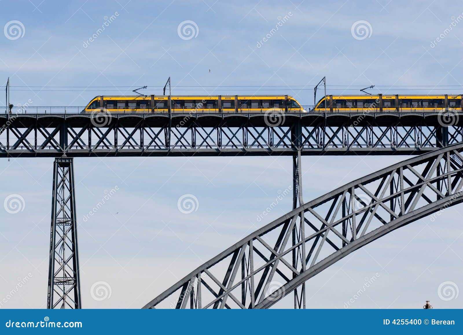 Modern Train Crossing a Modern Bridge Stock Photo - Image of arch ...